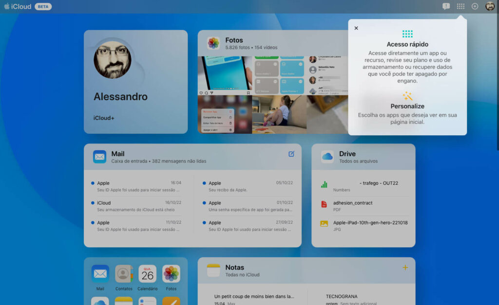 Apple prepara um novo layout para a página do iCloud na web