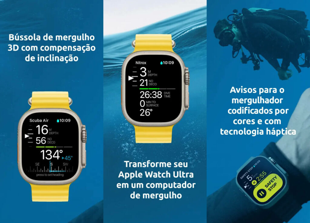 Oceanic+ para Apple Watch Ultra é um computador de mergulho