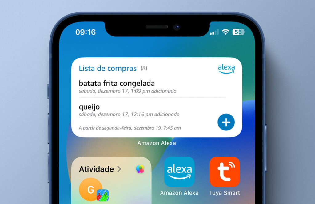 Como adicionar um widget de lista de compras da Alexa