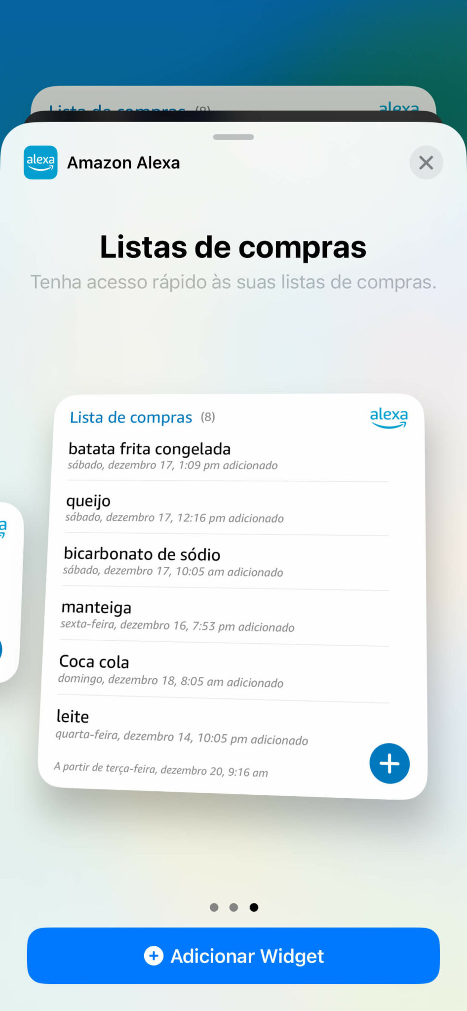 Como adicionar um widget de lista de compras da Alexa