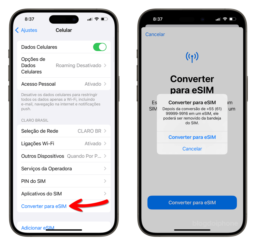 Como converter facilmente um SIM físico para eSIM (iPhone)