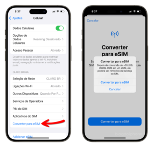 Como converter facilmente um SIM físico para eSIM (iPhone)