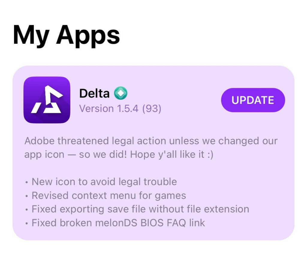 Adobe quer tirar o emulador Delta da App Store por causa do… ícone do app