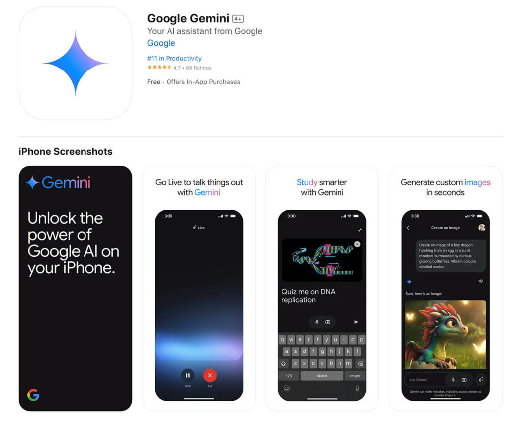 Google prepara um app do Gemini Live para iOS